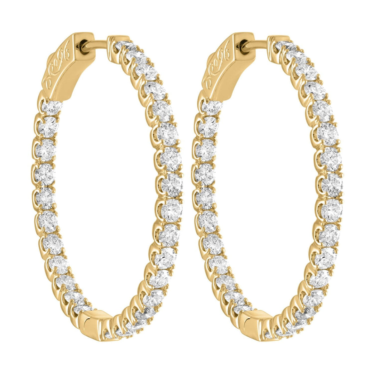 14K Yellow Gold 5ct Inside/Outside Diamond Hoops – Goldsmith Jewelry ...
