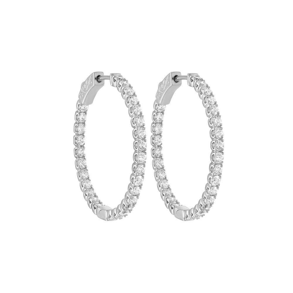 14K White Gold Inside/Outside Diamond Hoops, 1.50ct – Goldsmith Jewelry ...