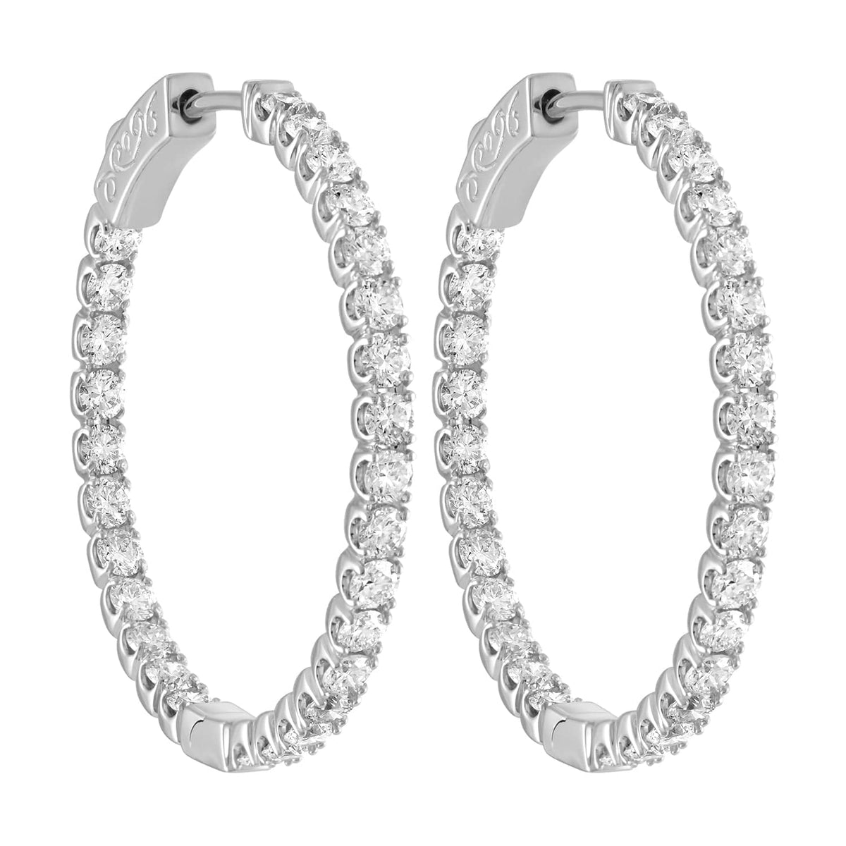 14K White Gold Inside/Outside Diamond Hoops, 2.25ct tdw – Goldsmith ...