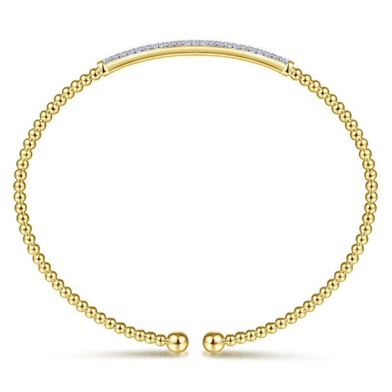 14K Yellow Gold Bujukan Split Cuff Bracelet with Diamond Pavé Bar ...