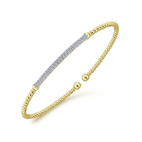 14K Yellow Gold Bujukan Split Cuff Bracelet with Diamond Pavé Bar ...